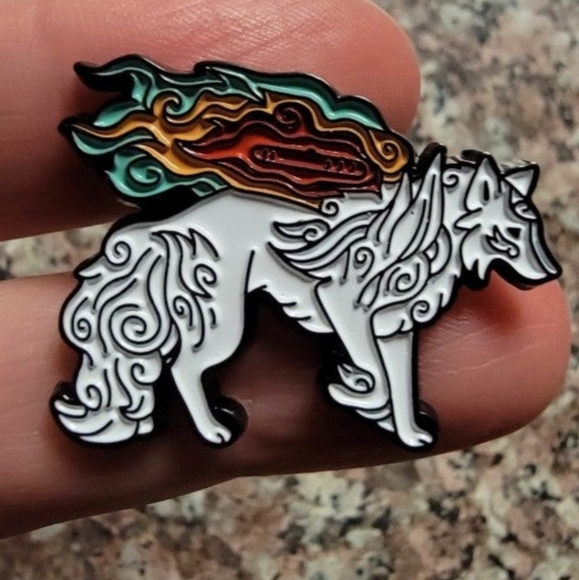 Jewelry | 2 For 13 Okami Amaterasu White Wolf Capcom Gamer Enamel Pin ...